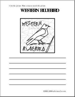 Color and Write: Western Bluebird (primary) – Abcteach