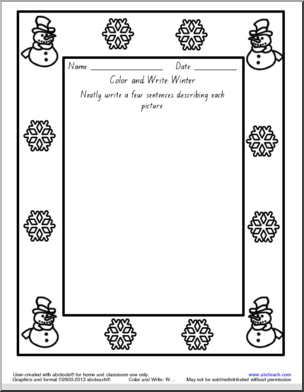Winter Theme Color and Write – Abcteach