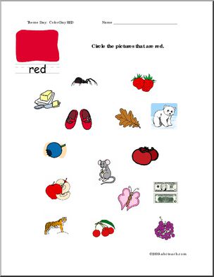 Worksheets: Circle the Pictures – Red – Abcteach