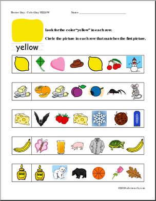 Worksheets: Circle the Match – Yellow – Abcteach