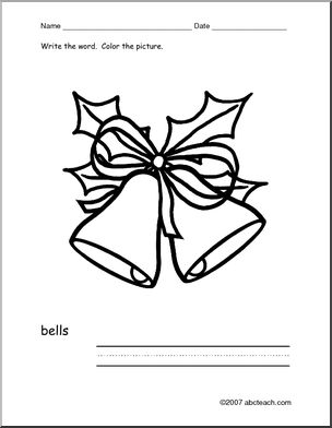 Coloring Page: Write and Color “Bells” (ESL) – Abcteach