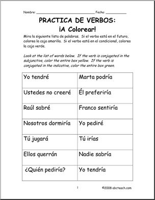 Spanish: Futuro/Condicional: Actividad de colorear (secundaria) – Abcteach