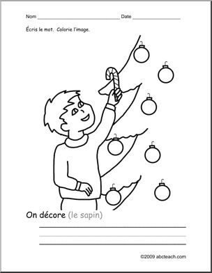 French: Colorie/Ãˆcris–on dÃˆcore le sapin – Abcteach