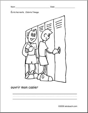 French: Colorie/Ãˆcris–â€¡ lÃˆcole, ouvrir mon casier – Abcteach
