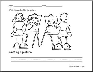 Coloring Page: Write and Color “in the library” (ESL) – Abcteach