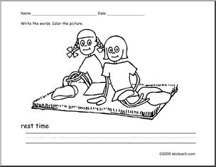 Coloring Page: Write and Color “rest time” (ESL) – Abcteach