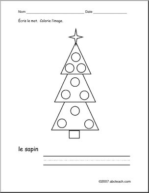 French: Colorie/Ãˆcris le sapin – Abcteach