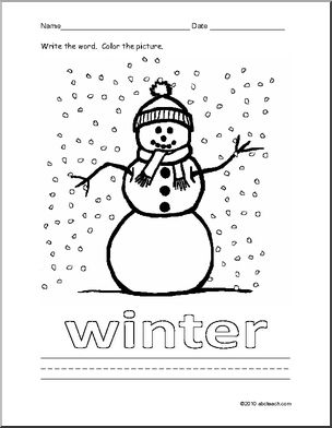 Coloring Page: Write and Color “Winter” (ESL) – Abcteach