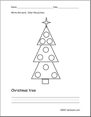 Coloring Page: Write and Color “Christmas Tree” (ESL) – Abcteach