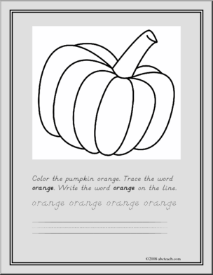 Trace and Color: Orange – Pumpkin – Abcteach
