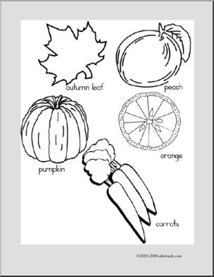 Coloring Pages: Orange Things (Booklet) b/w – Abcteach