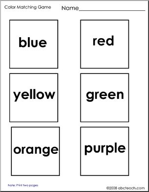 Matching: Color Words (b/w) – Abcteach