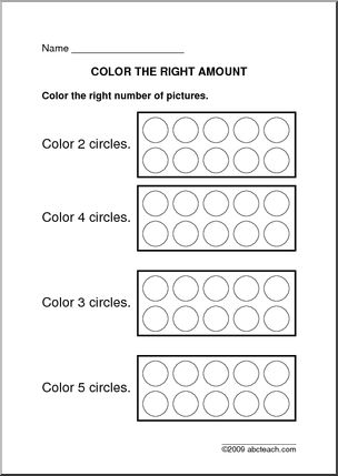 Color the Right Number (prek/primary) 1 Worksheet – Abcteach