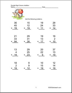 Addition 2 digits (set 4) Worksheet – Abcteach
