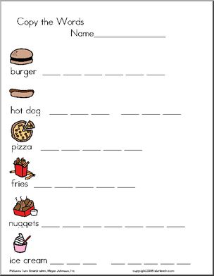 Handwriting Practice: Fast Food Words (ZB-Style Font) – Abcteach