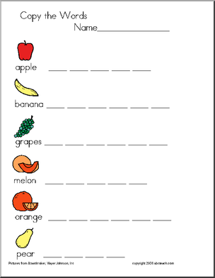 Handwriting Practice: Fruit words (ZB-Style Font) – Abcteach