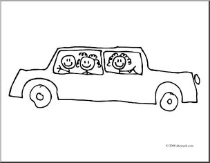 Clip Art: Cute Car (coloring page) – Abcteach
