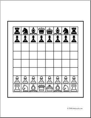 Clip Art: Chess (coloring page) – Abcteach