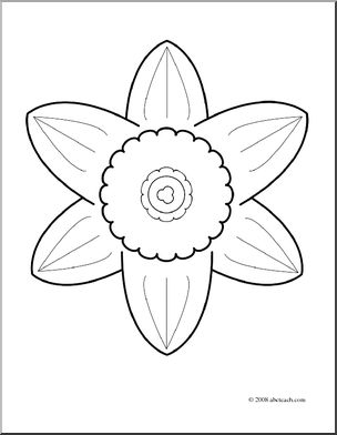 Clip Art: Daffodil Head (coloring page) – Abcteach