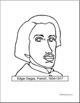 Clip Art: Artists: Edgar Degas (coloring page) – Abcteach