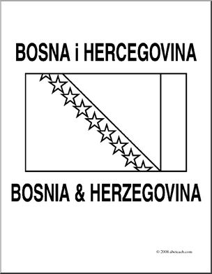 Clip Art: Flags: Bosnia & Herzegovina (coloring page) – Abcteach
