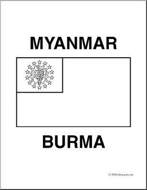 Clip Art: Flags: Burma (coloring page) – Abcteach