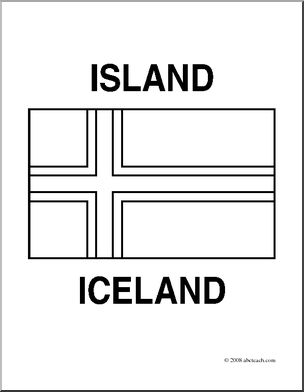 Clip Art: Flags: Iceland (coloring page) – Abcteach
