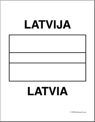 Clip Art: Flags: Latvia (coloring page) – Abcteach