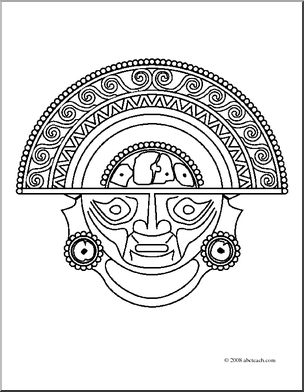 Clip Art: Inca Gold (coloring page) – Abcteach