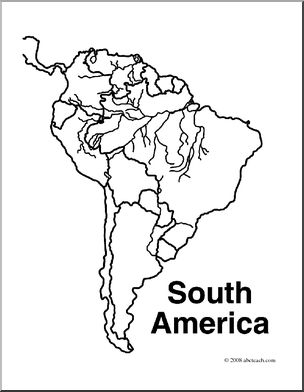 Clip Art: South America Map (coloring page) Blank – Abcteach