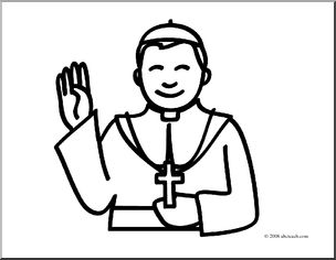 Clip Art: Basic Words: Pope (coloring page) – Abcteach