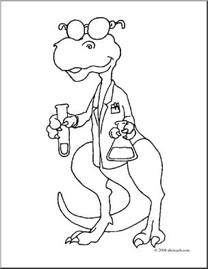 Clip Art: Scienceaurus (coloring page) – Abcteach