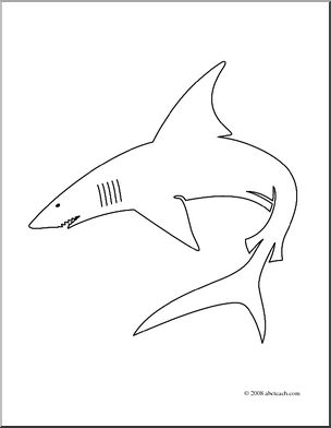 Clip Art: Shark Outline (coloring page) – Abcteach