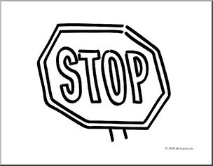 Clip Art: Basic Words: Stop (coloring page) – Abcteach