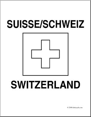 Clip Art: Flags: Switzerland (coloring page) – Abcteach