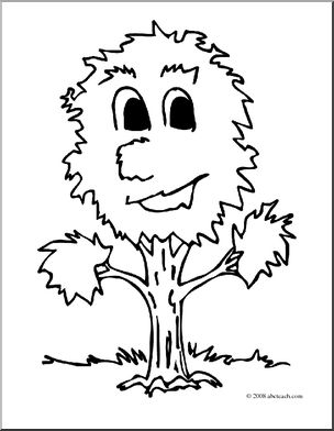 Clip Art: Talking Tree (coloring page) – Abcteach
