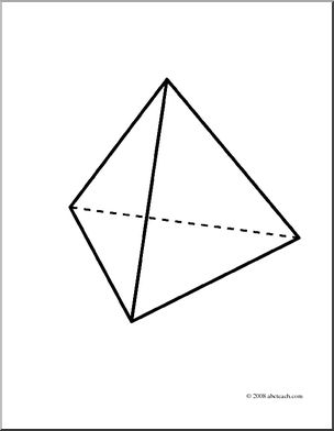 Clip Art: 3D Solids: Tetrahedron (coloring page) – Abcteach
