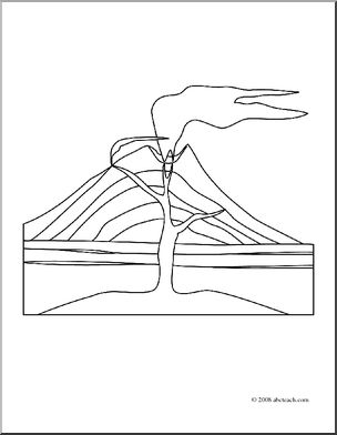 Clip Art: Geology: Volcano 1 (coloring page) – Abcteach