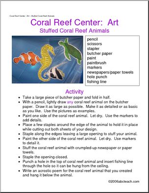Learning Center: Coral Reef – Art – Animals (elem) – Abcteach