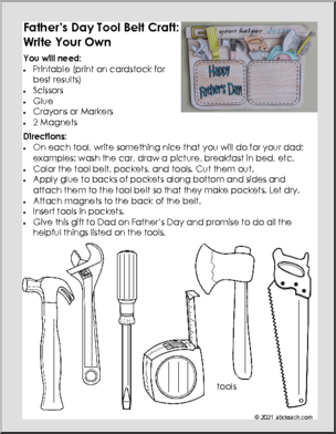 Craft: Father’s Day Tool Belt (blank) – Abcteach
