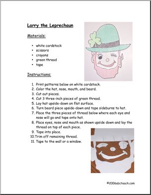 Craft: Larry the Leprechaun (elementary) – Abcteach