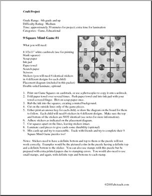 Craft: Nine Square Game – Abcteach