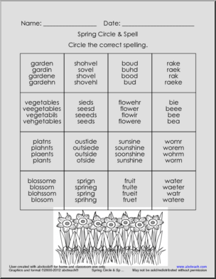 Circle & Spell: Spring Vocabulary (upper elem) – Abcteach