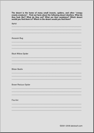 Research and Report Form: Desert Insects – Abcteach