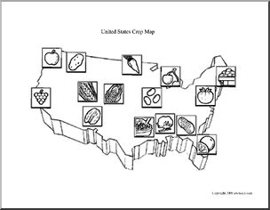 Map: USA Crop Map (b/w overhead) – Abcteach