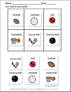 Cut and Paste: Match the Ball – Abcteach