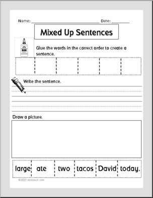 Cut and Paste: Mixed Up Sentences (kdg) – Abcteach