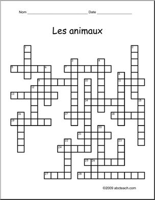 French: Crossword puzzle with action verbs – Abcteach