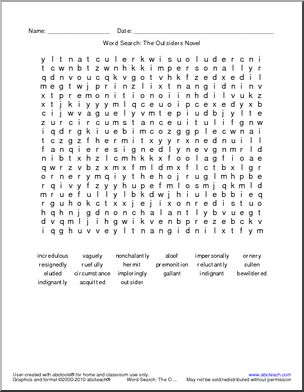 Book: The Outsiders – Crossword (middle/high school) – Abcteach