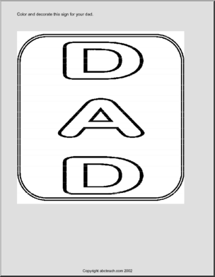 Coloring Page: Dad Sign – Abcteach